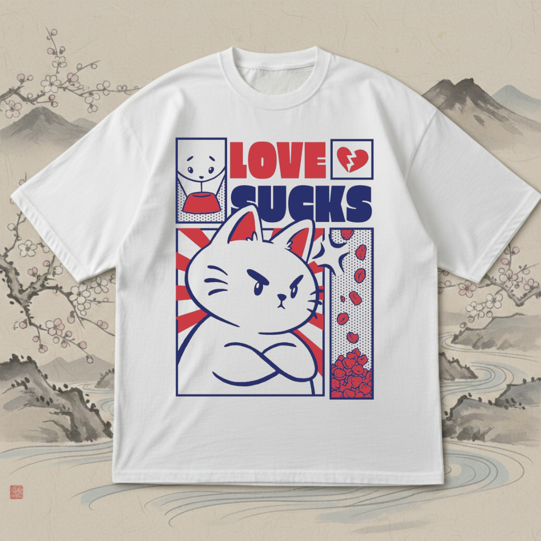 Camiseta Oversized Love Sucks – Neko Mania
